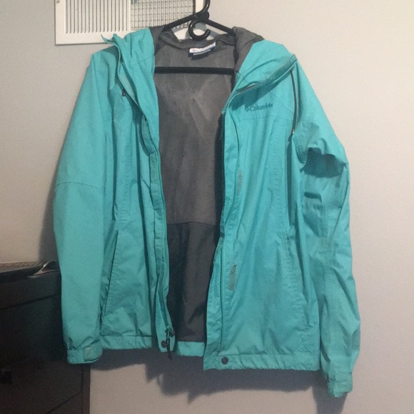 Columbia | Jackets & Coats | Columbia Turquoise Rain Jacket Size M ...